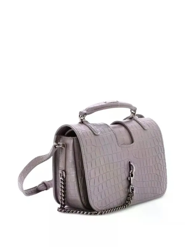 Saint Laurent Charlotte Messenger Bag Crocodile Embossed Leather