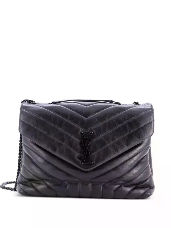 Saint Laurent Loulou Matelasse Chevron Leather Medium Shoulder Bag - Black