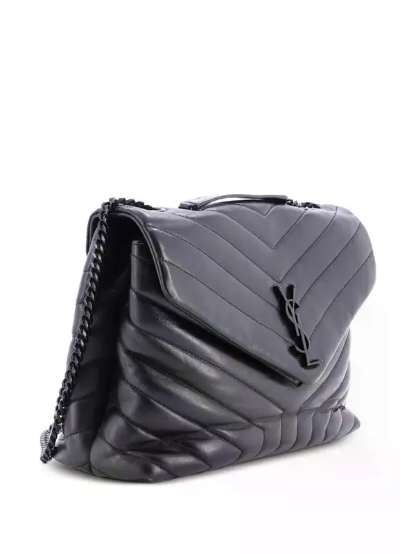 Saint Laurent Loulou Matelasse Chevron Leather Medium Shoulder Bag - Black