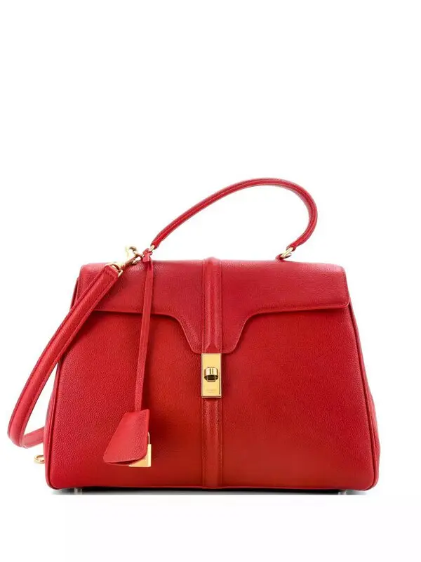 Celine 16 Top Handle Bag Grained Calfskin Medium Shoulder Bag - Red