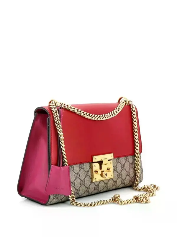 Gucci Padlock Gg Coated Canvas And Leather Medium Shoulder Bag - Red