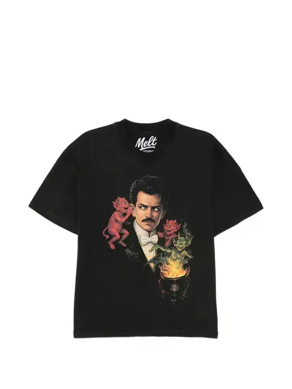 MELT Graphic-print Round Neck T-shirt - Black