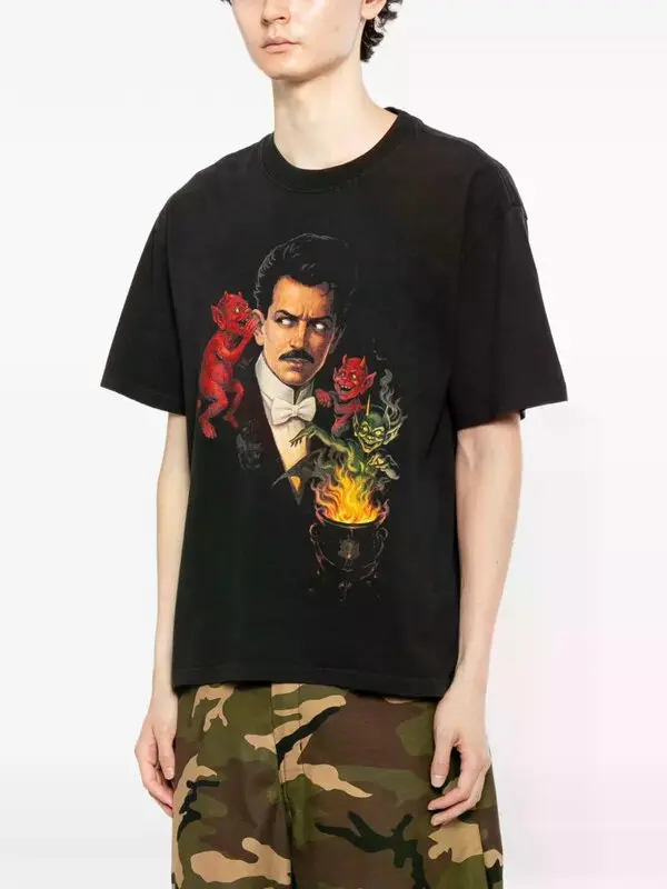 MELT Graphic-print Round Neck T-shirt - Black