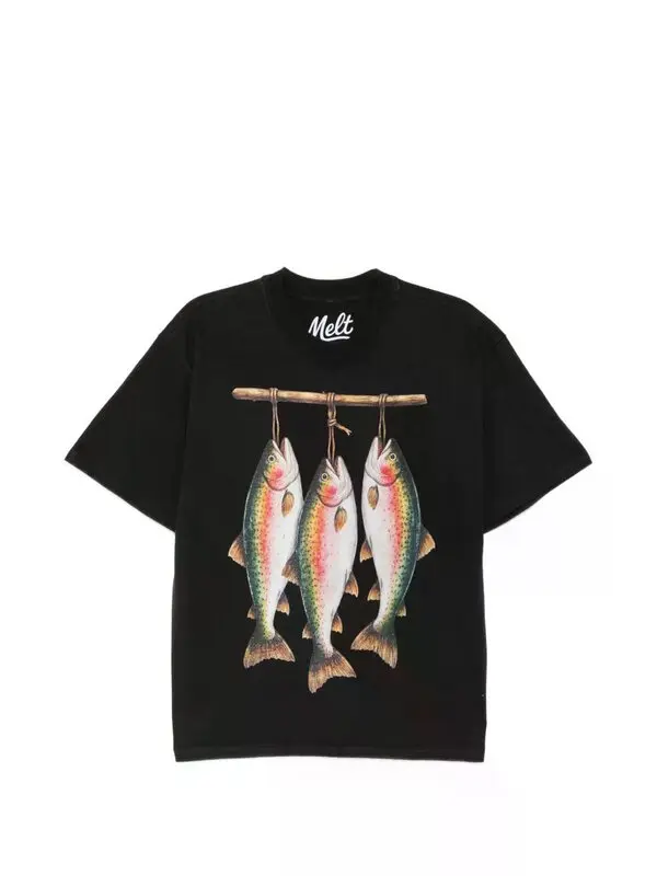 MELT Graphic-print Round Neck T-shirt - Black