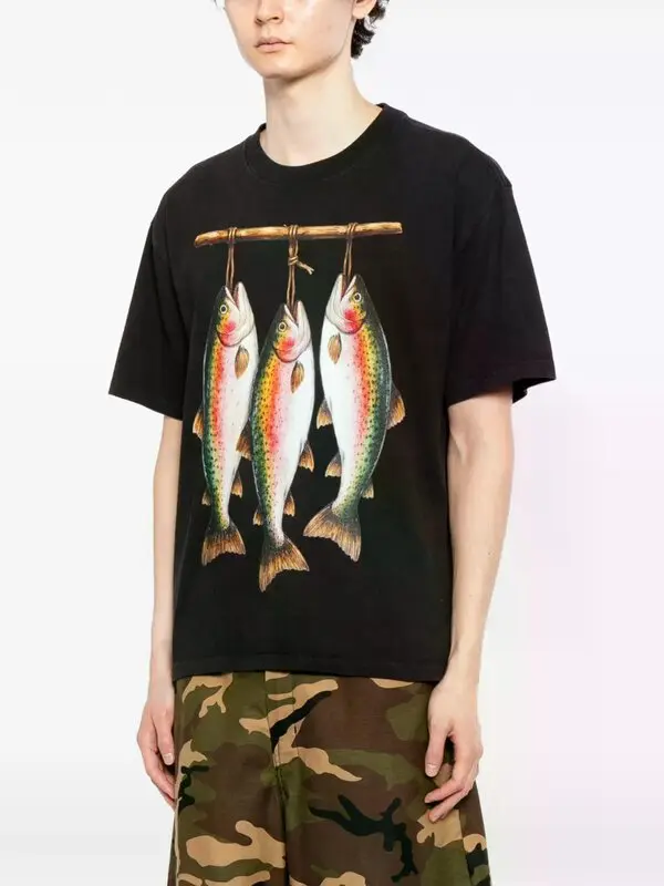 MELT Graphic-print Round Neck T-shirt - Black