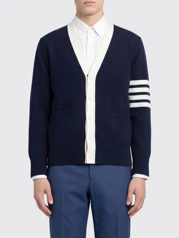 Thom Browne V-neck Cardigan With Signature Stripes