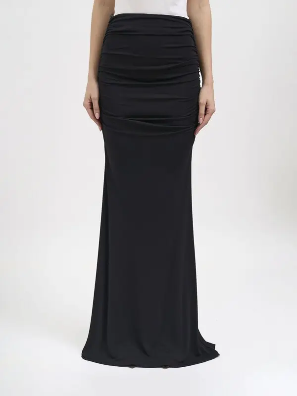 Elisabetta Franchi Long Stretch Viscose Skirt - Black