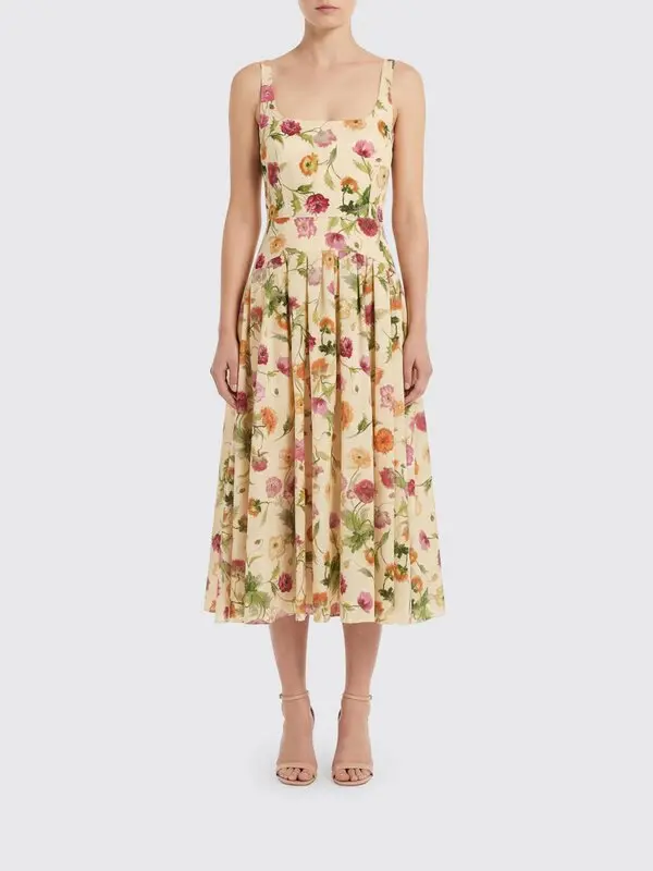 Carolina Herrera Printed Stretch Cotton Midi Dress - Beige