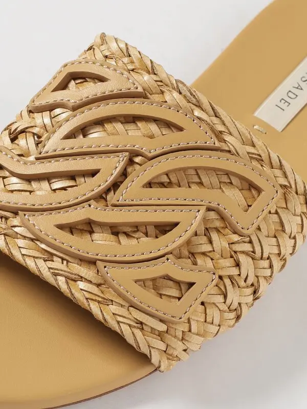 Casadei Woven Embossed Heeled Sandals - Natural