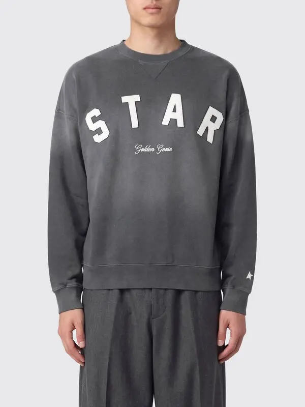 GOLDEN GOOSE Crewneck Sweatshirt With Star Appliqu - Grey