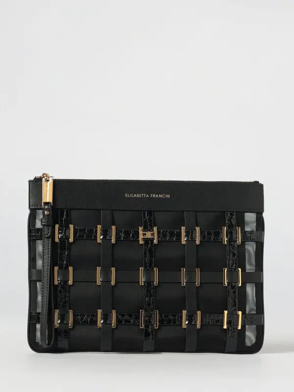 Elisabetta Franchi Mesh Nylon Clutch With Embroidery