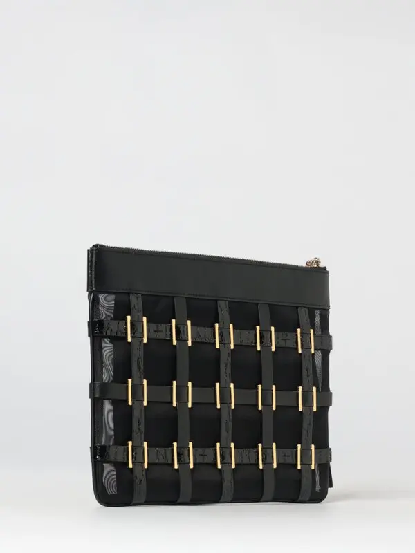 Elisabetta Franchi Mesh Nylon Clutch With Embroidery