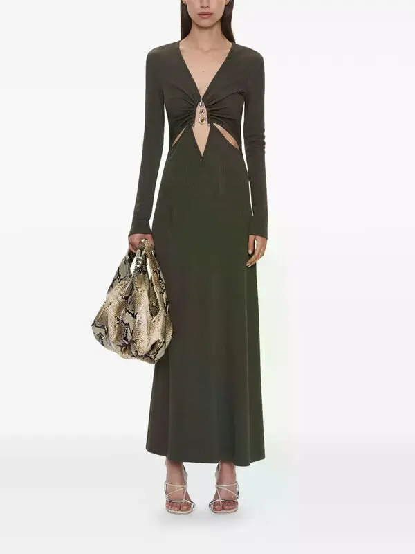 Christopher Esber Crystal Loophole Long-sleeve Midi Dress