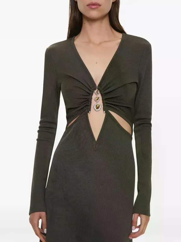 Christopher Esber Crystal Loophole Long-sleeve Midi Dress