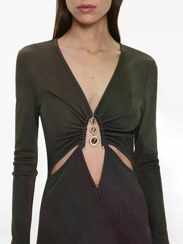 Christopher Esber Crystal Loophole Long-sleeve Midi Dress