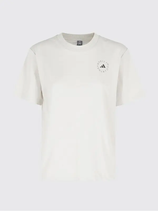 Adidas By Stella McCartney Cropped Cotton T-shirt With Logo - Grey