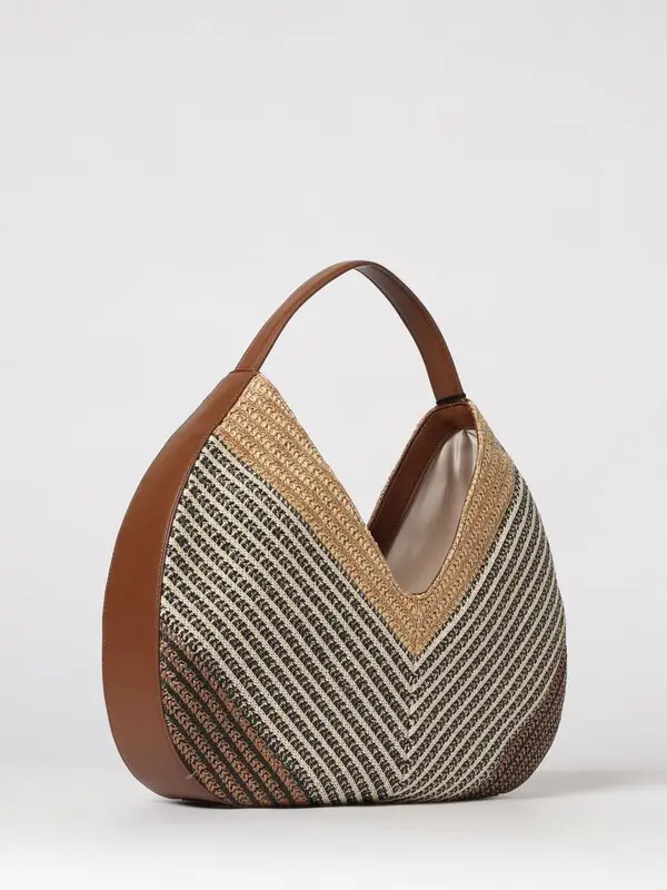 TWINSET Striped Raffia Hobo Bag