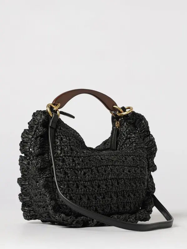 TWINSET Crocheted Cherry Embellished Raffia Shoulder Bag