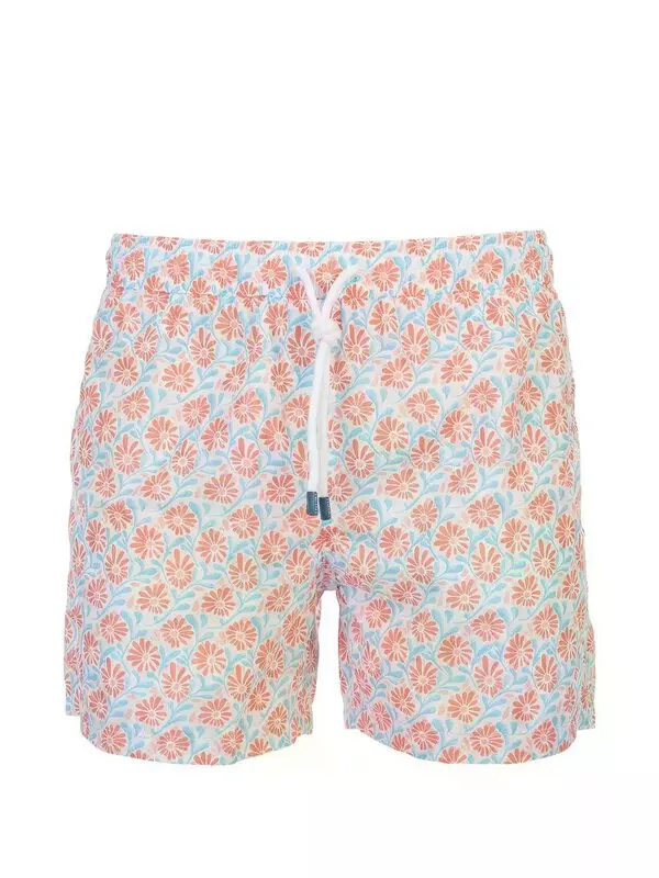 Fedeli Floral-print Swim Shorts - Blue