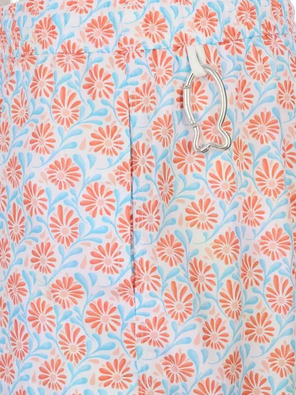 Fedeli Floral-print Swim Shorts - Blue