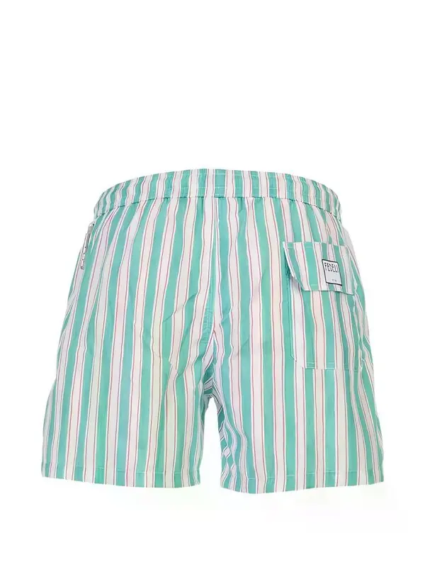 Fedeli Striped Drawstring Swim Shorts - Green