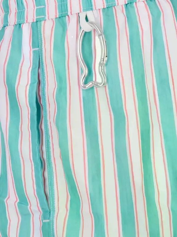 Fedeli Striped Drawstring Swim Shorts - Green