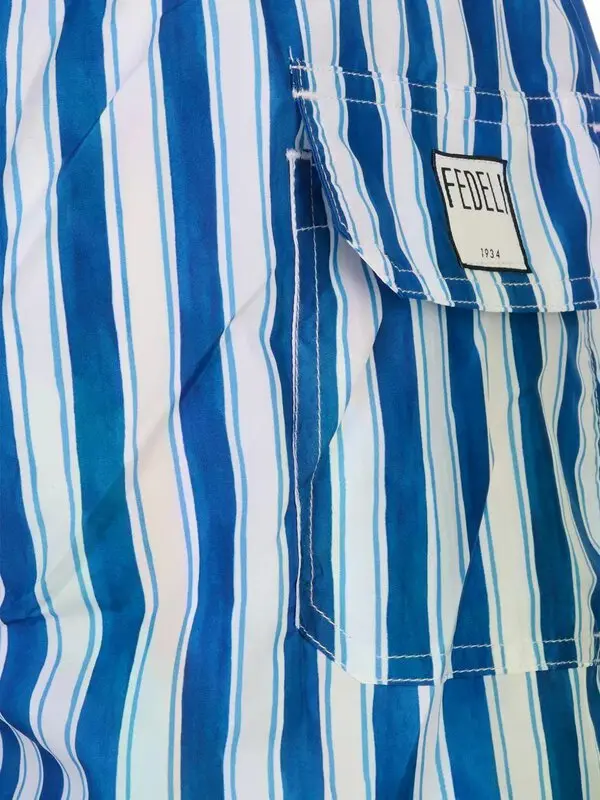 Fedeli Striped Swim Shorts - Blue