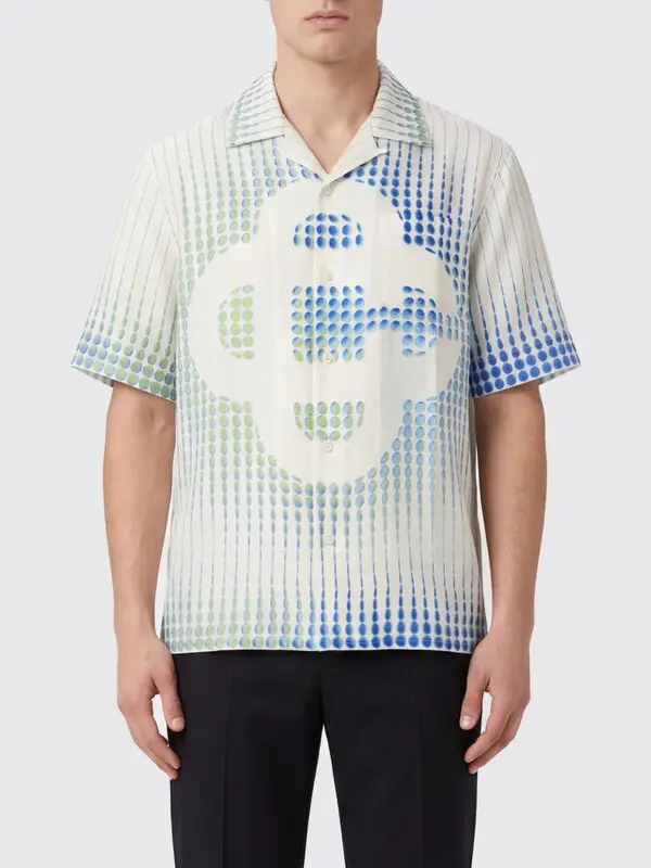 Casablanca Printed Linen Casual Shirt - White