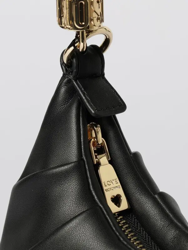 Moschino Polyurethane Shoulder Bag With Braided Handle - Black