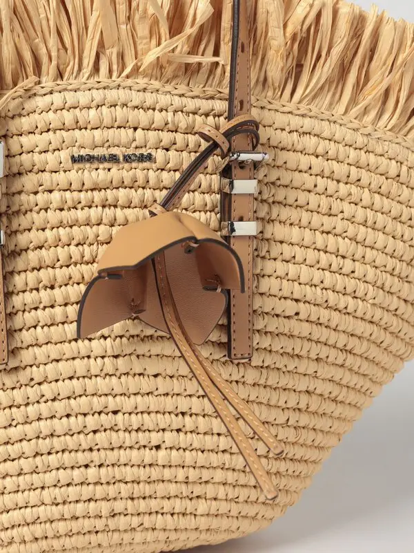 Michael Kors Raffia Tote Bag With Fringe Detail