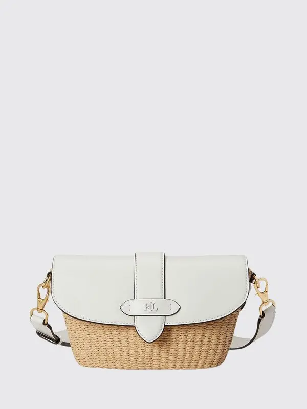 Ralph Lauren Raffia And Leather Crossbody Bag - Beige