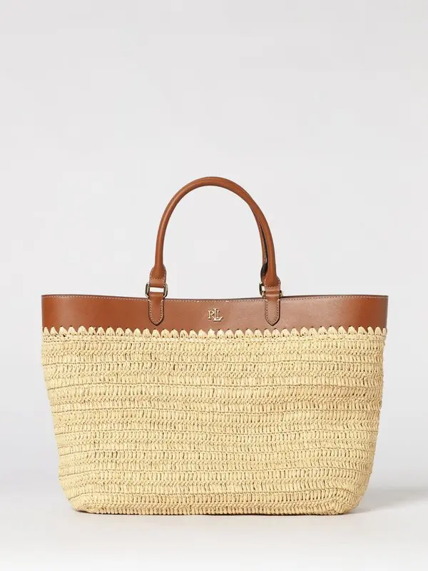 Ralph Lauren Raffia And Leather Tote Bag - Natural