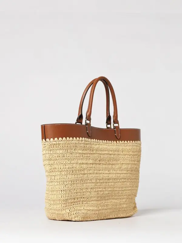 Ralph Lauren Raffia And Leather Tote Bag - Natural