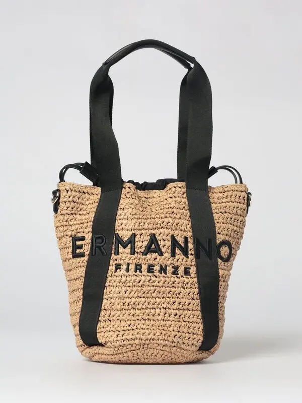 ERMANNO FIRENZE Ashley Crochet Raffia Bucket Bag