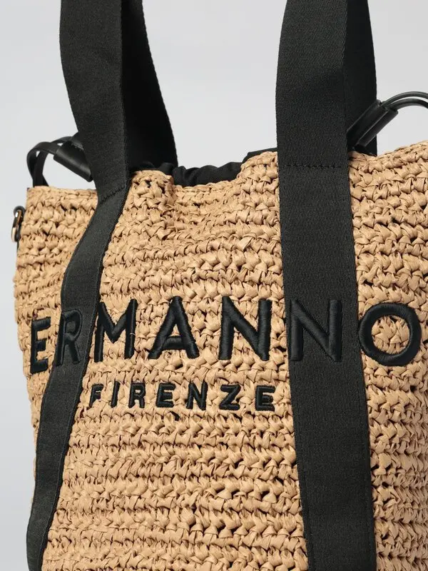 ERMANNO FIRENZE Ashley Crochet Raffia Bucket Bag