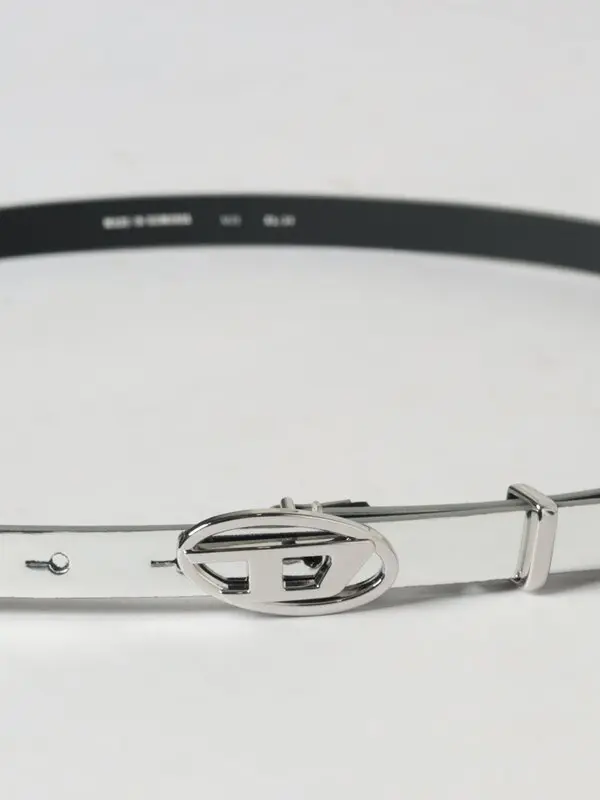 DIESEL® Metallic Leather Belt - Silver