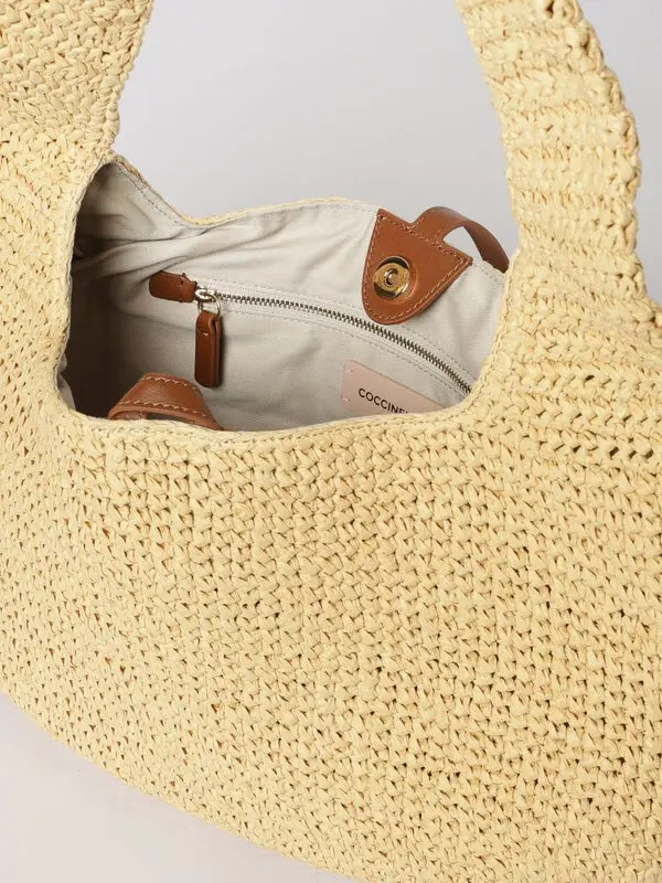 COCCINELLE Raffia Shoulder Bag - Brown