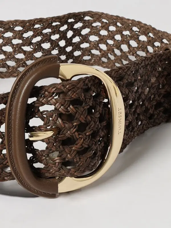 TWINSET Crochet Raffia Belt - Coffee