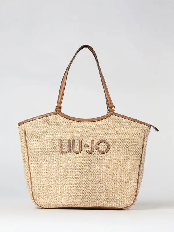 Liu Jo Raffia Tote Bag With Embossed Logo - Leather
