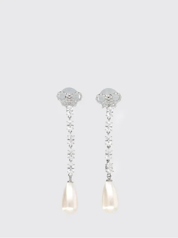 SELF-PORTRAIT Jewel Dangle Earrings With Pearl - Silver