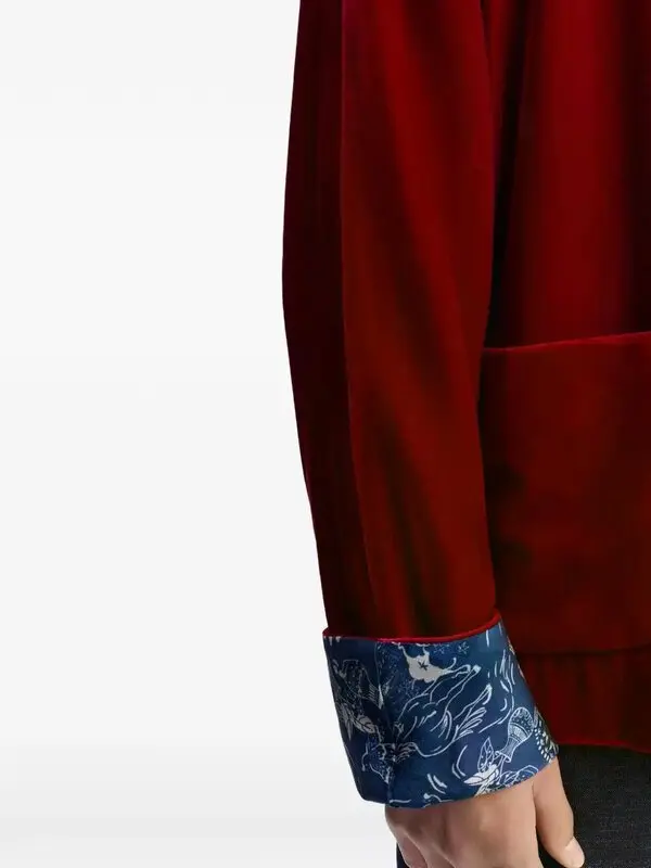 Shanghai Tang Tang Velvet Mandarin Jacket - Red