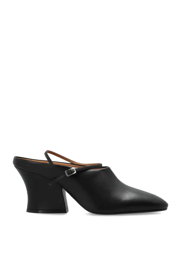 JIL SANDER Leather Heeled Mules - Black