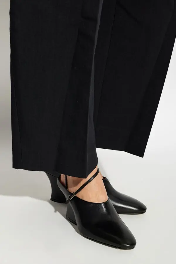 JIL SANDER Leather Heeled Mules - Black