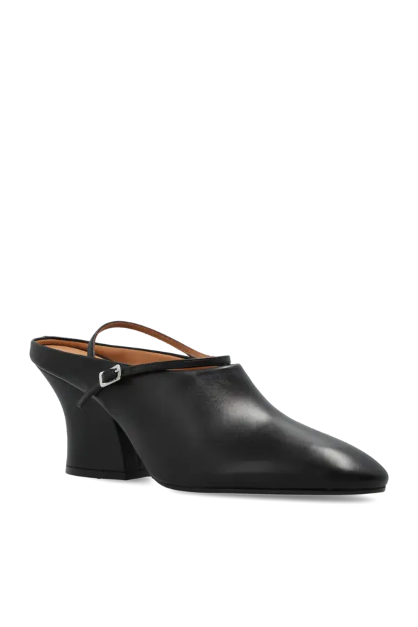 JIL SANDER Leather Heeled Mules - Black
