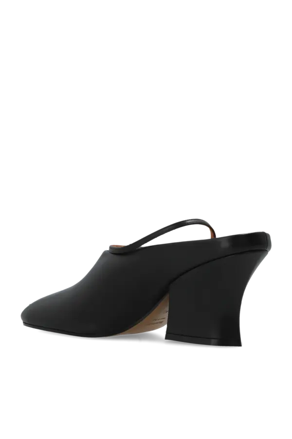 JIL SANDER Leather Heeled Mules - Black