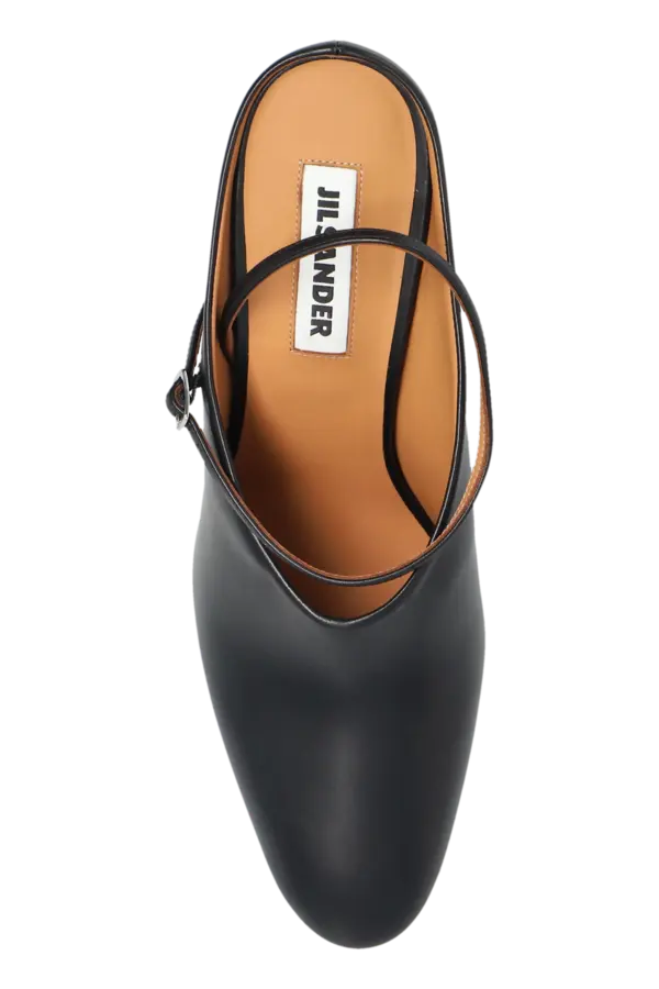 JIL SANDER Leather Heeled Mules - Black