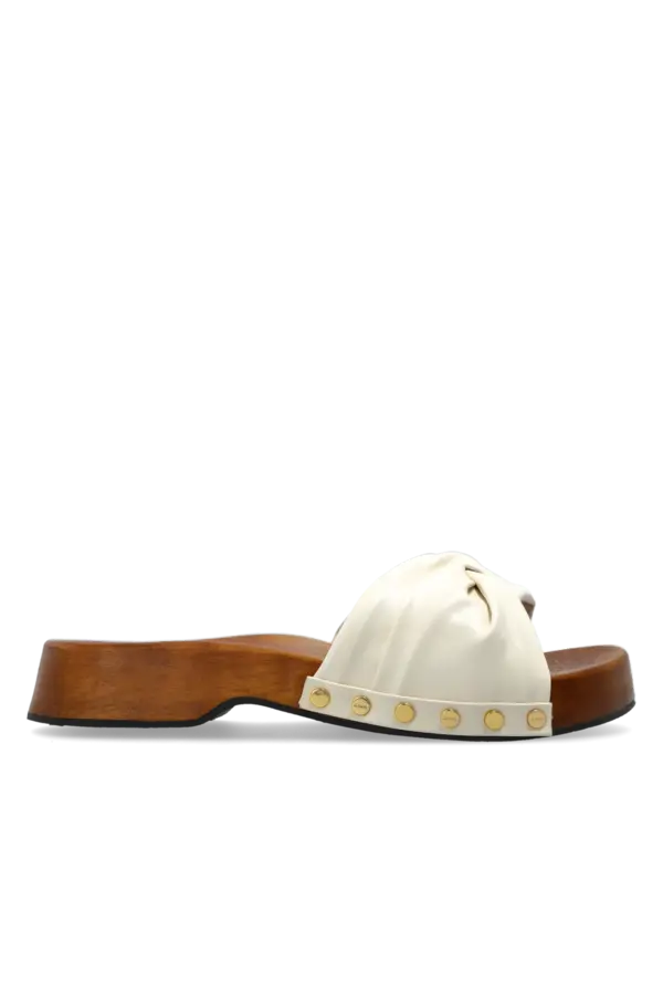 GANNI Studded Clogs - Cream
