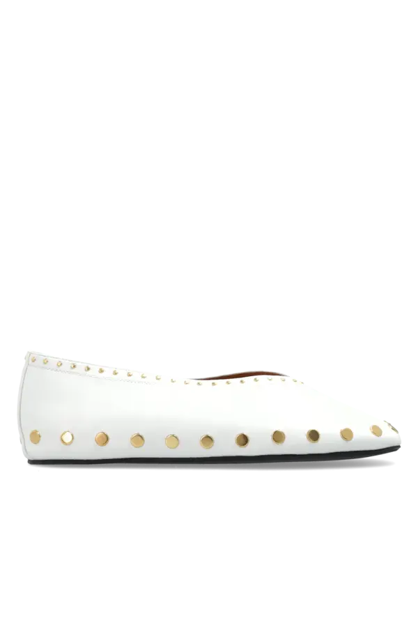 GANNI Studded Ballet Flats - White