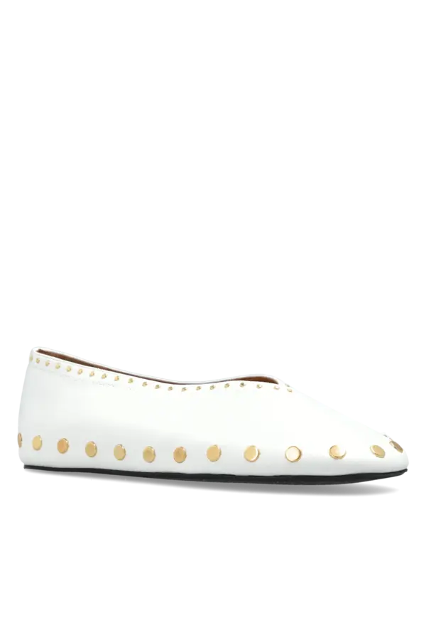 GANNI Studded Ballet Flats - White
