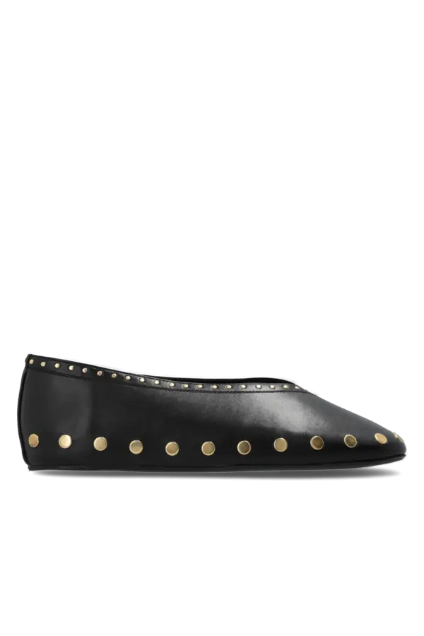 GANNI Studded Leather Ballet Flats - Black